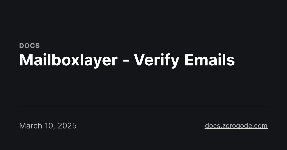 Mailboxlayer - Verify Emails