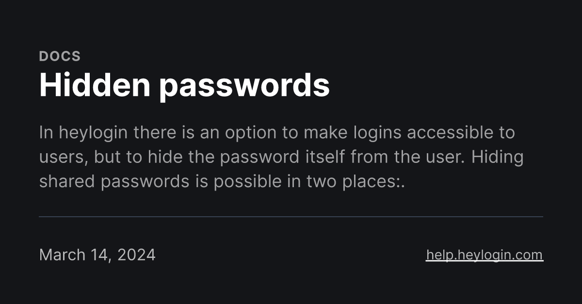 Hidden passwords