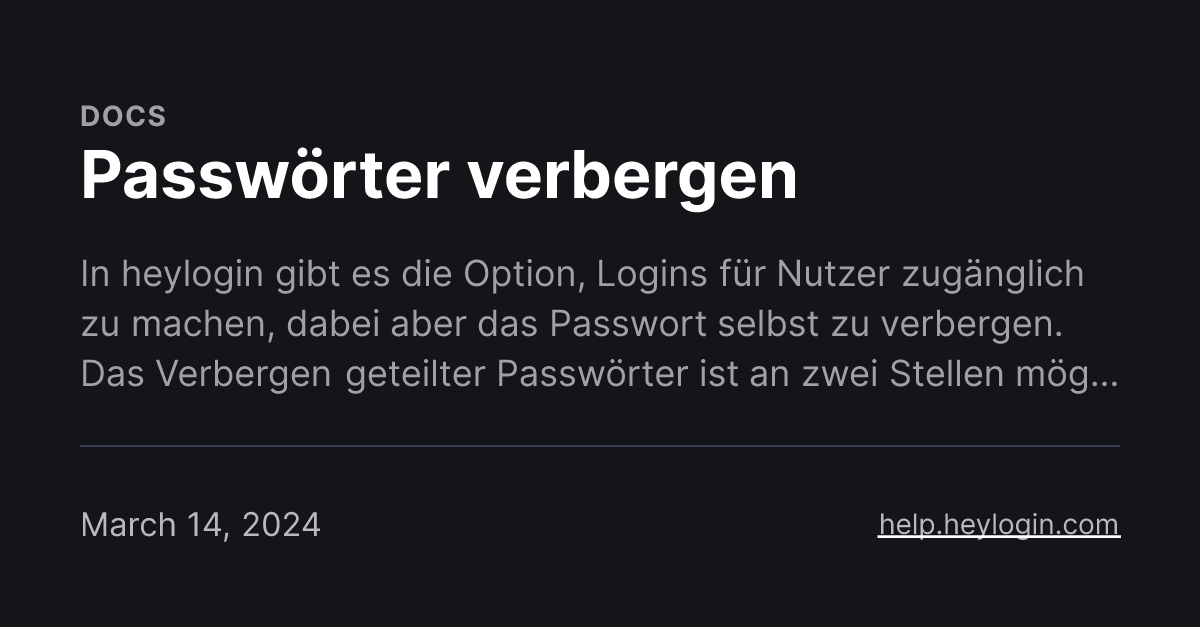 Passwörter verbergen