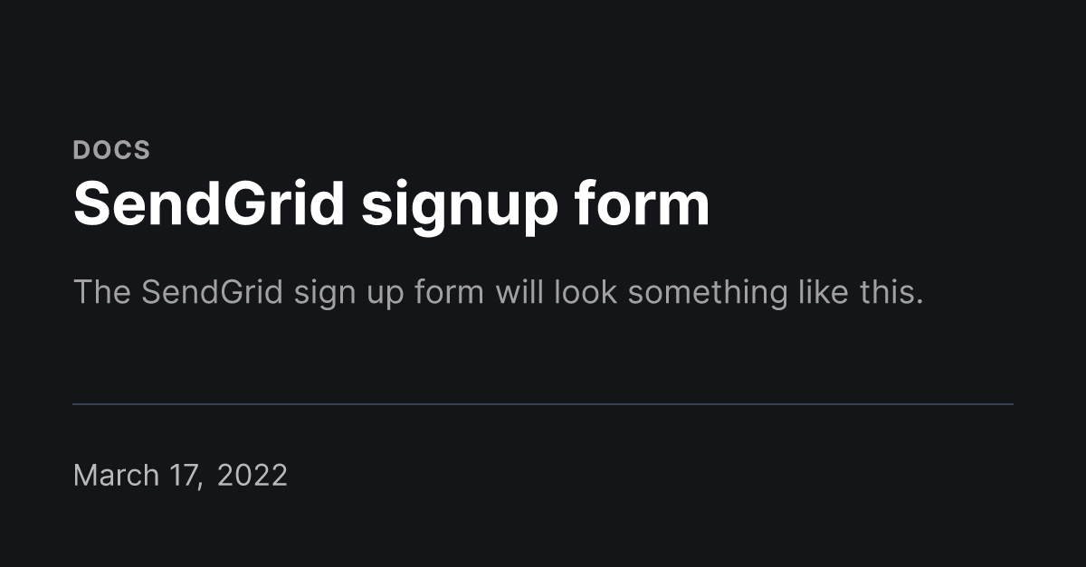 SendGrid signup form