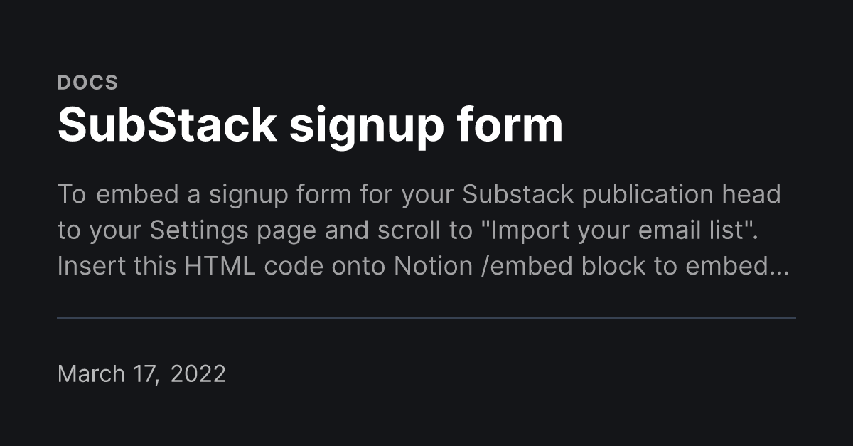 SubStack signup form