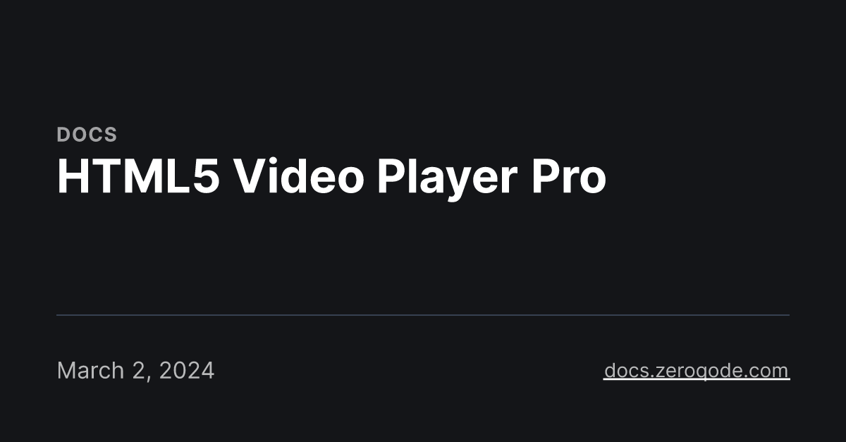 HTML5 Video Player Pro
