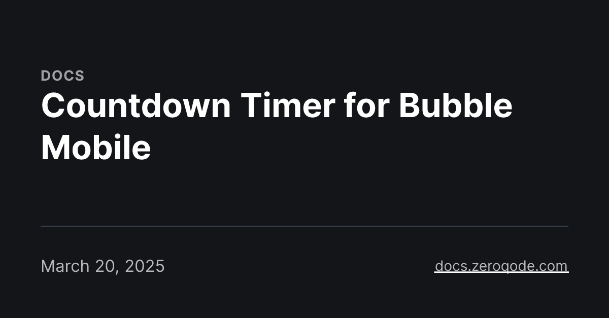 Countdown Timer for Bubble Mobile