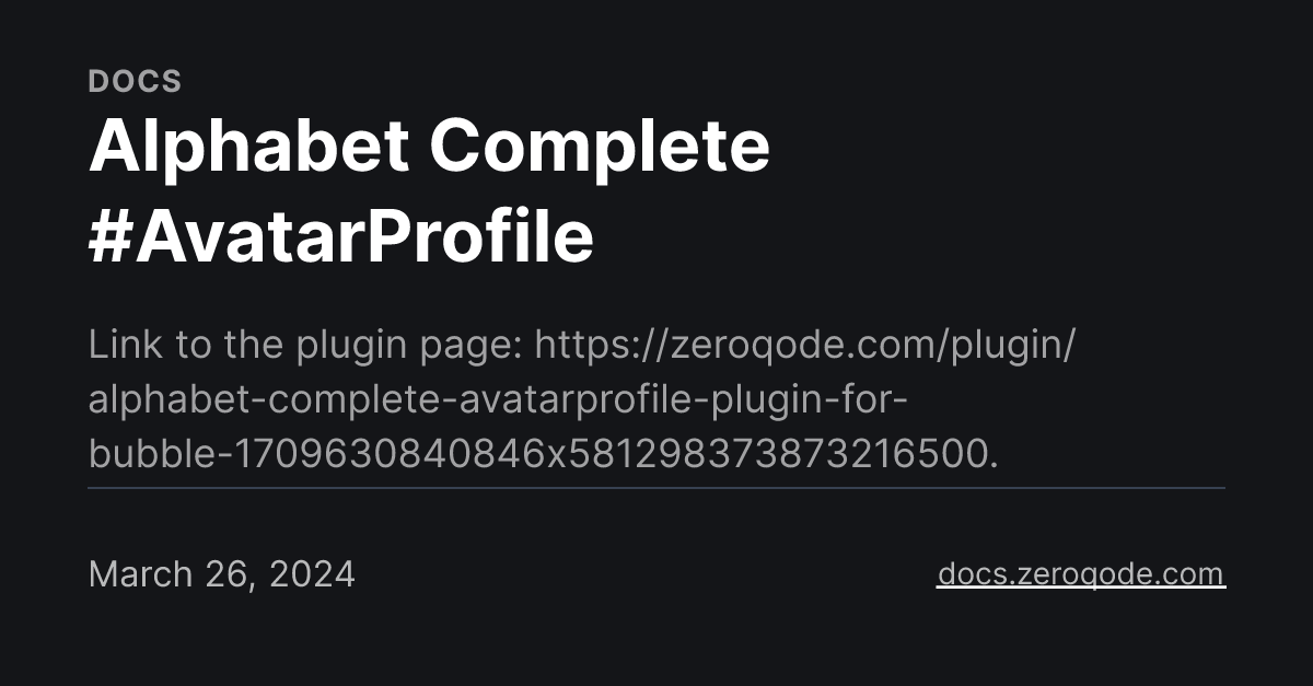 Alphabet Complete #AvatarProfile