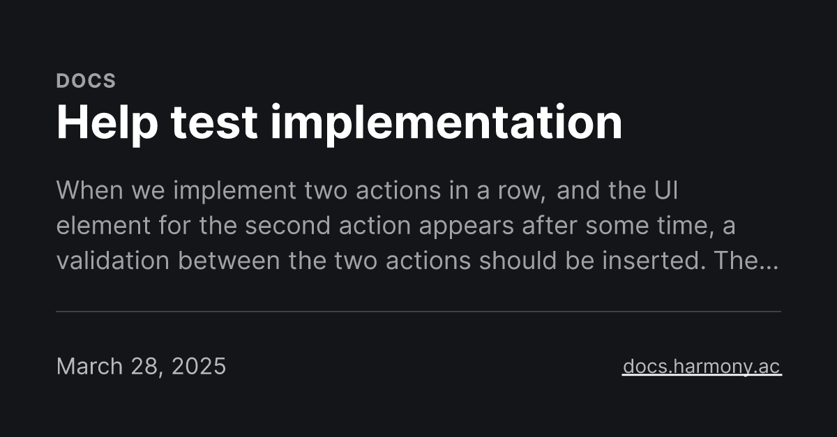 Help test implementation