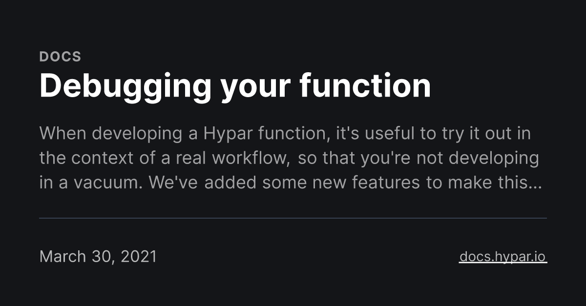 Debugging your function