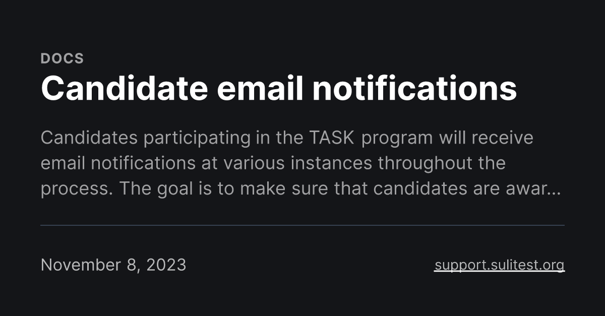 Candidate email notifications