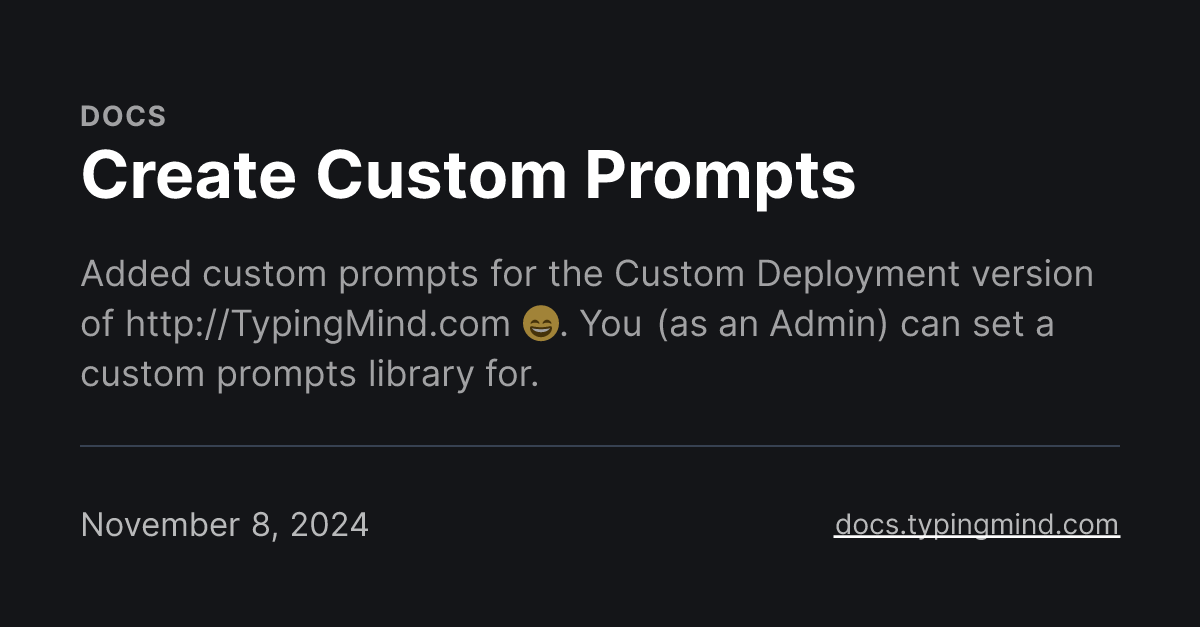Create Custom Prompts