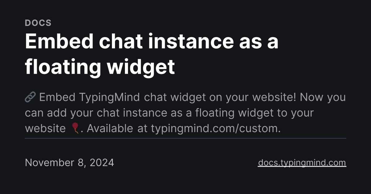Embed chat instance as a floating widget