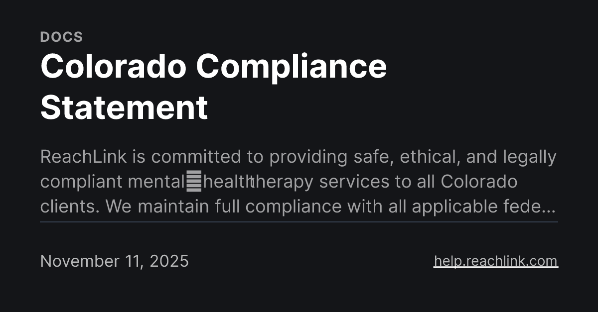 Colorado Compliance Statement