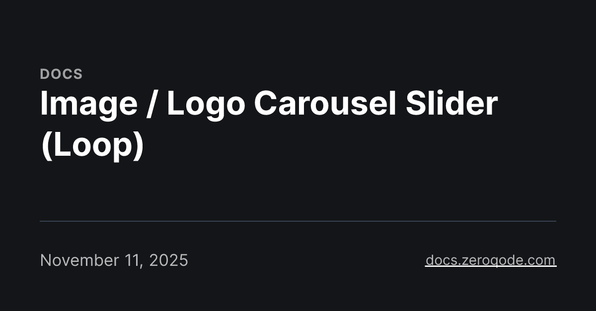 Image / Logo Carousel Slider (Loop)