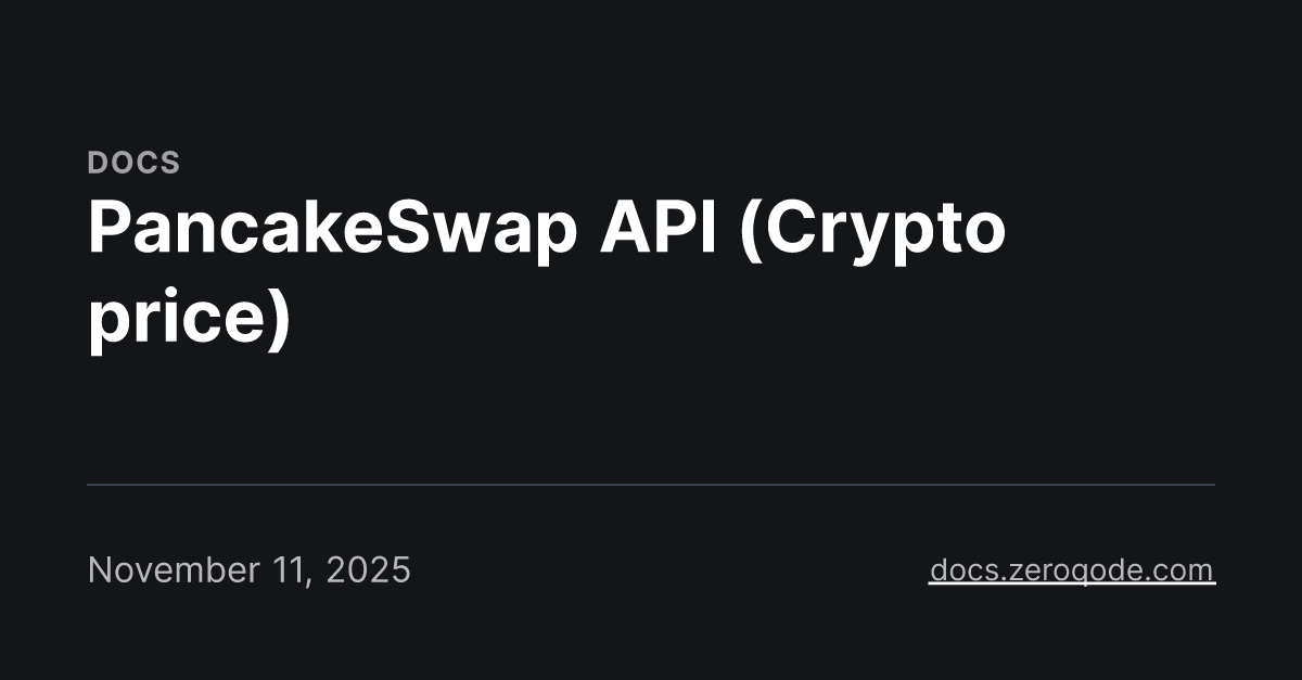PancakeSwap API (Crypto price)