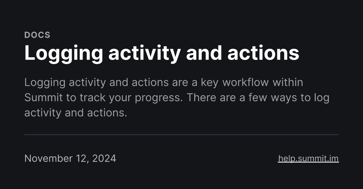 Logging activity and actions