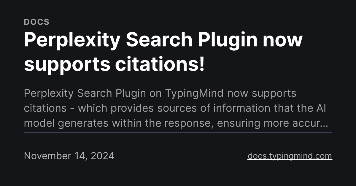 Perplexity Search Plugin now supports citations!