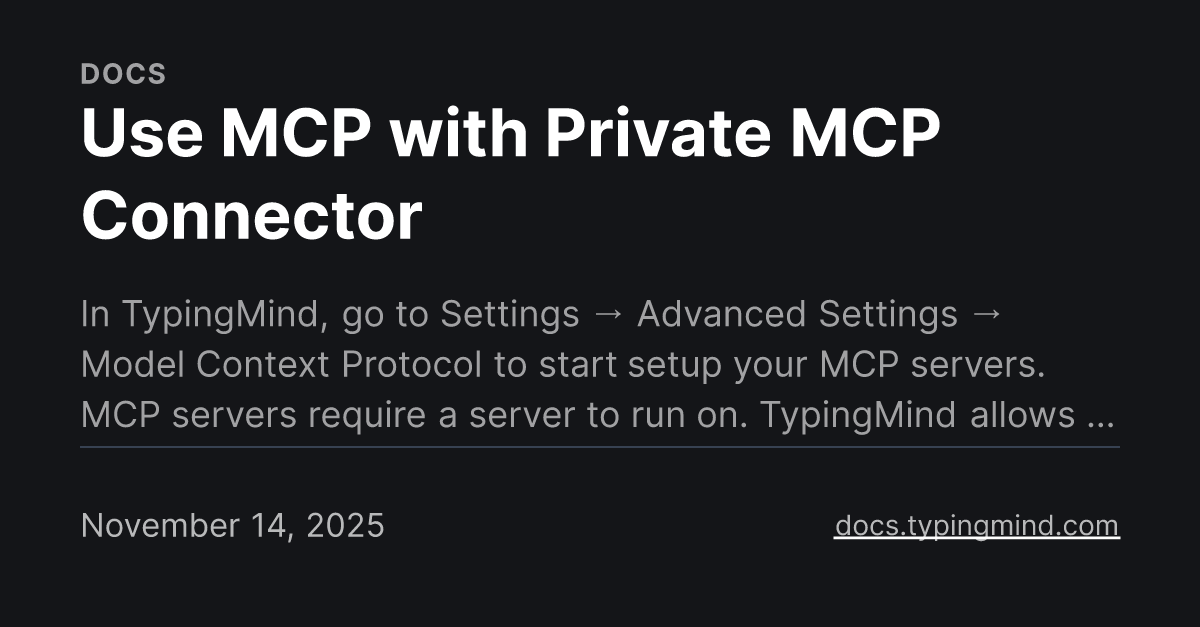 Use MCP with Private MCP Connector