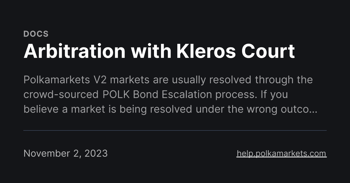 Arbitration with Kleros Court