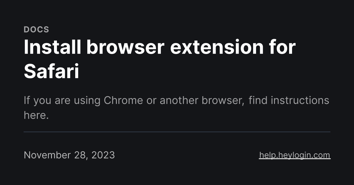 Install browser extension for Safari