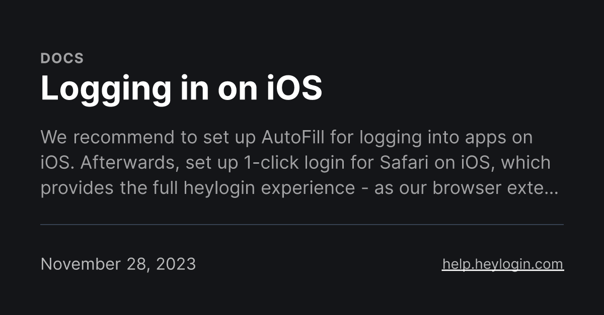 Logging in on iOS