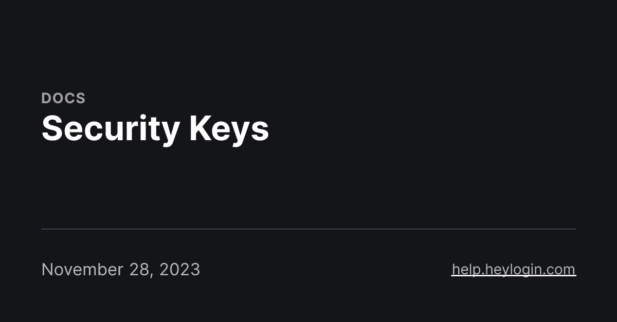 Security Keys