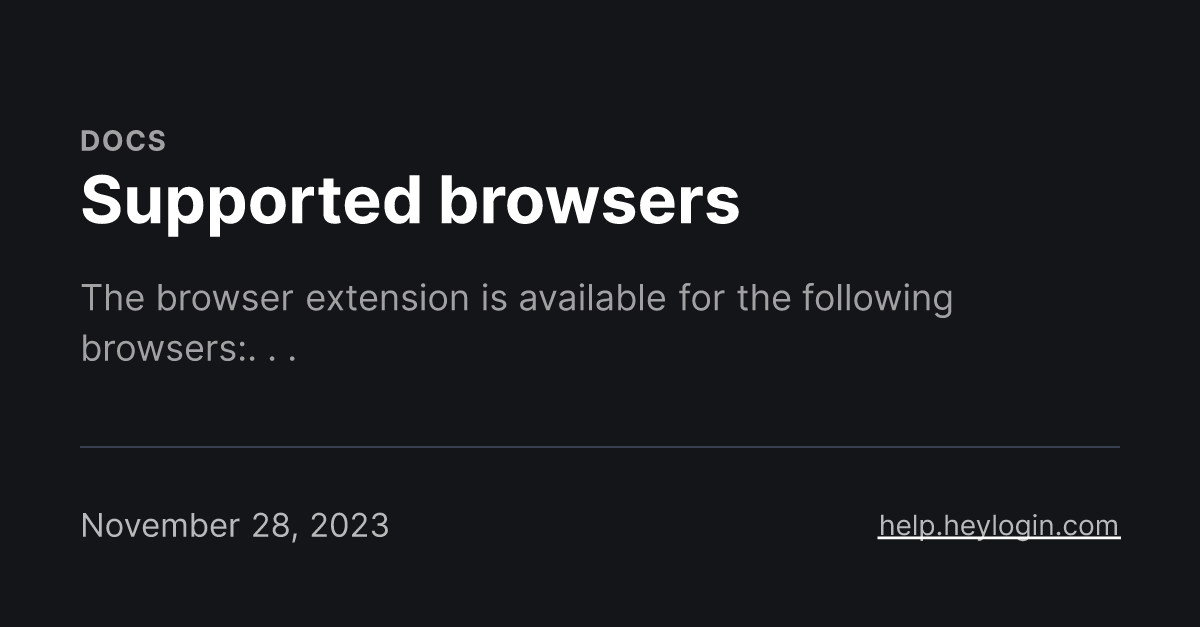 Supported browsers