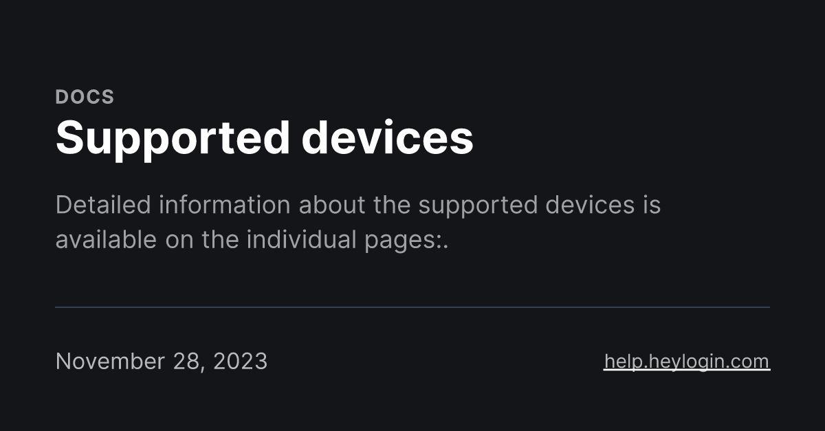 Supported devices