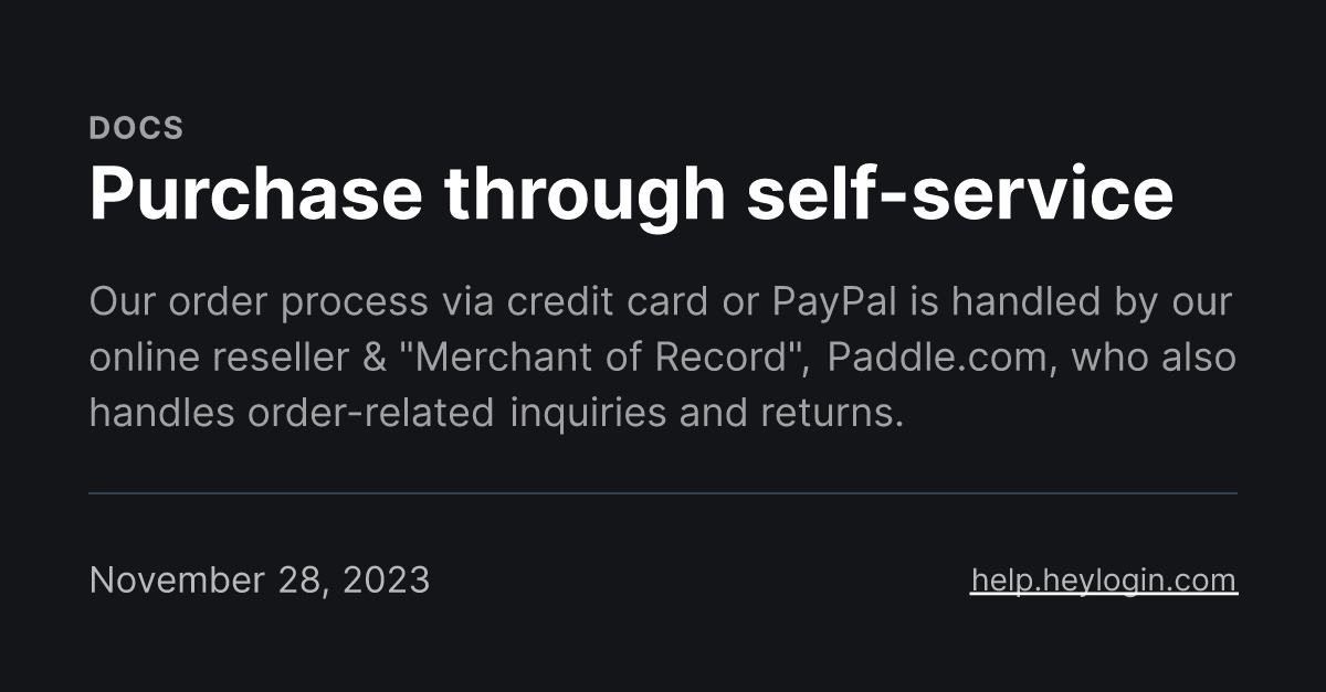 Purchase through self-service