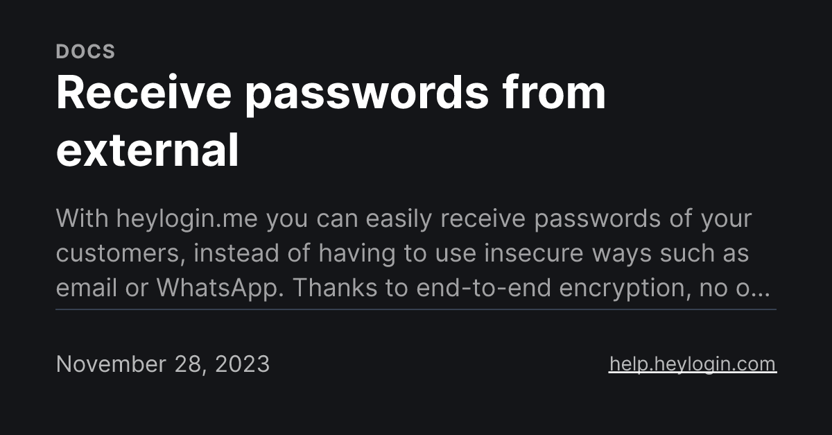 Receive passwords from external