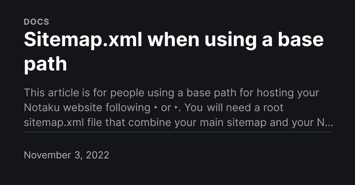 Sitemap.xml when using a base path