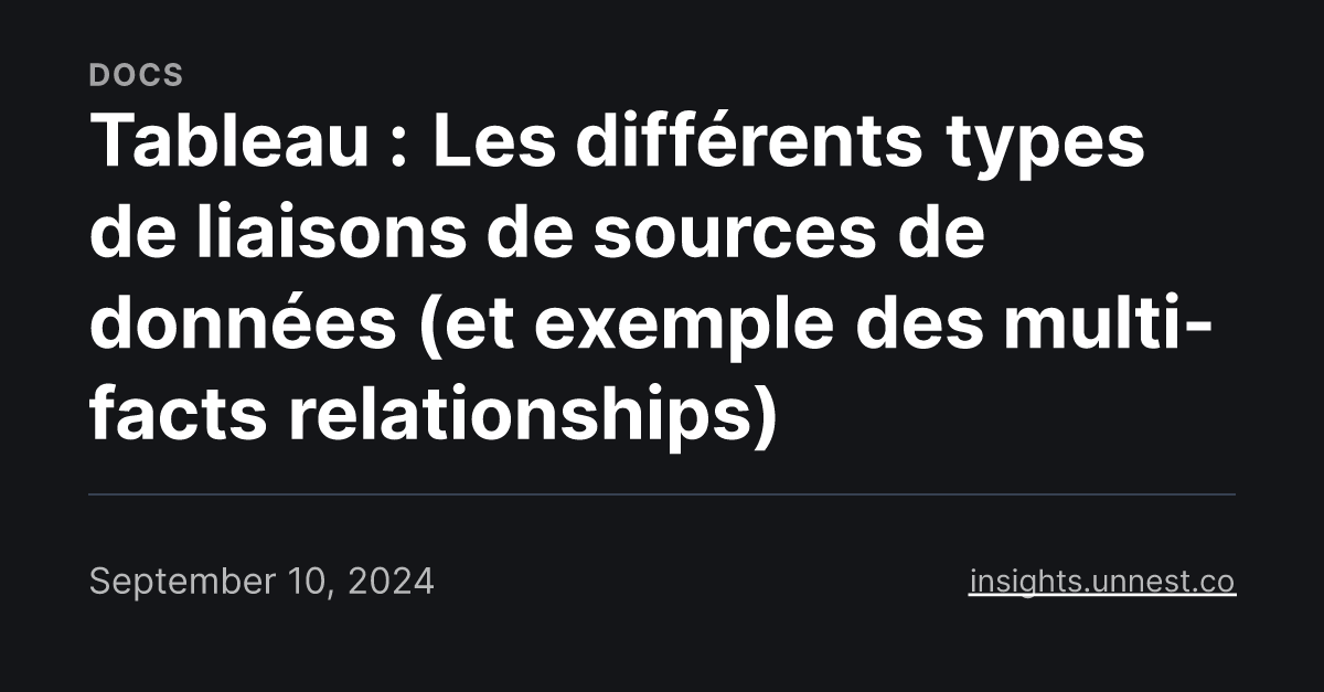 Tableau : Les différents types de liaisons de sources de données (et ...