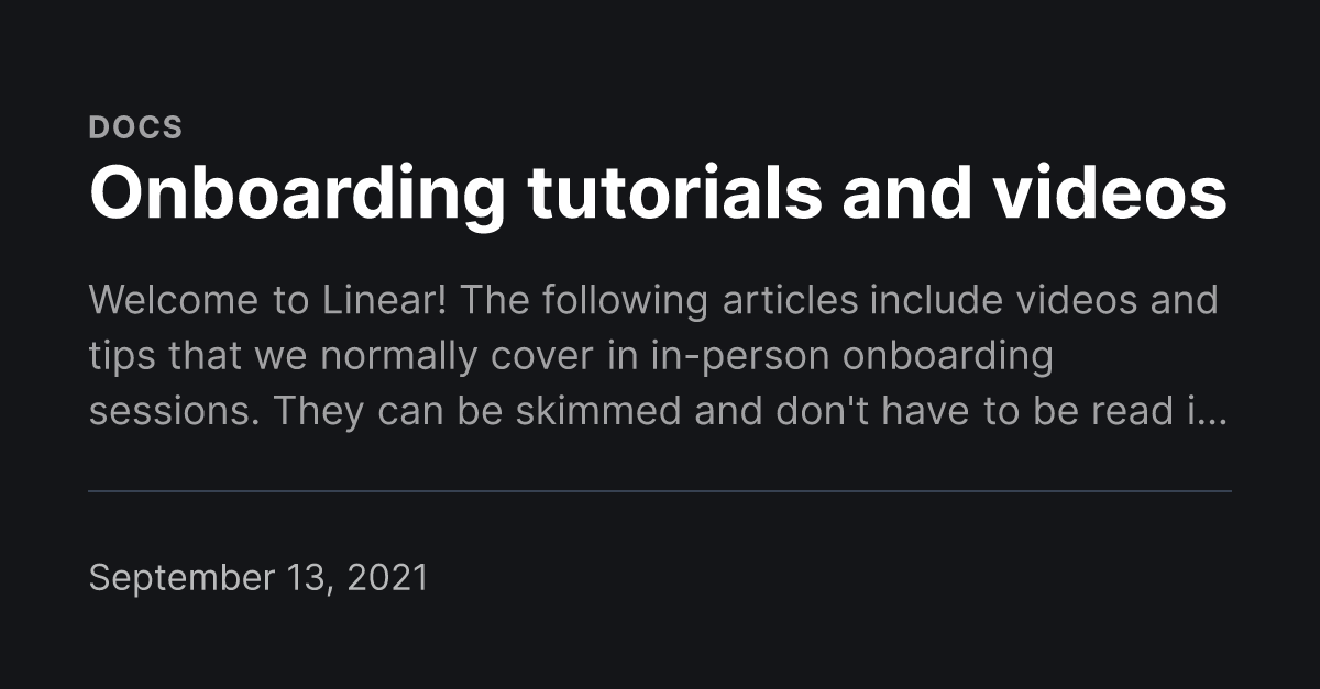 Onboarding tutorials and videos
