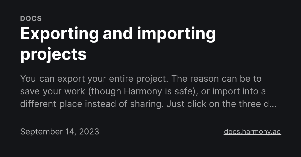 Exporting and importing projects