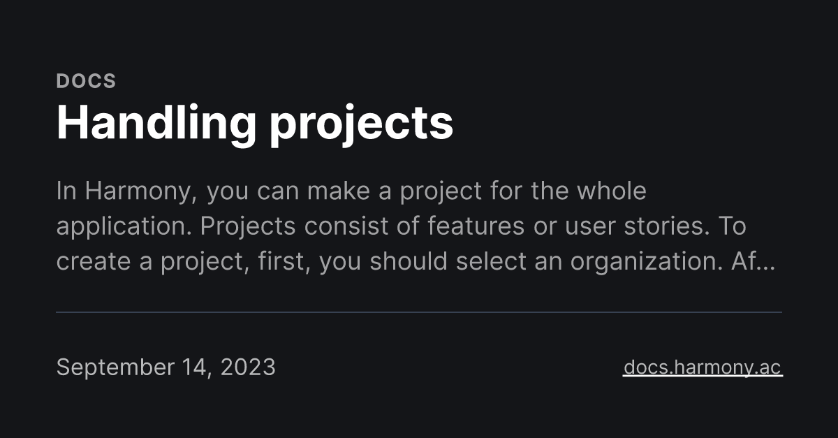 Handling projects