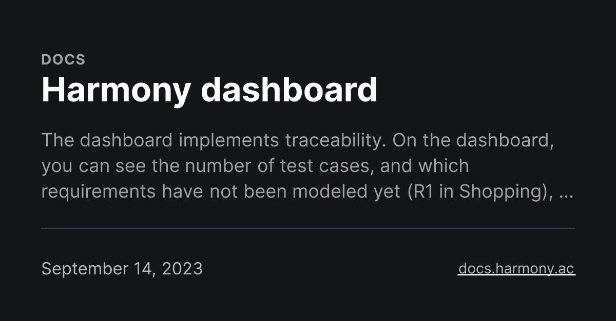Harmony dashboard