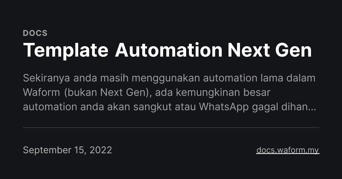 Template Automation Next Gen