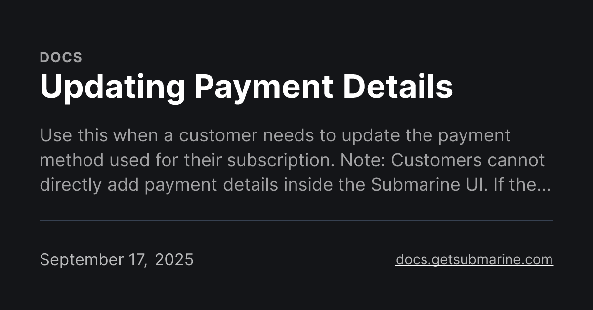 Updating Payment Details