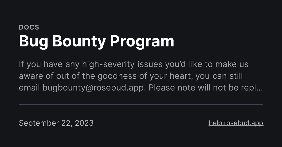 Bug Bounty Program