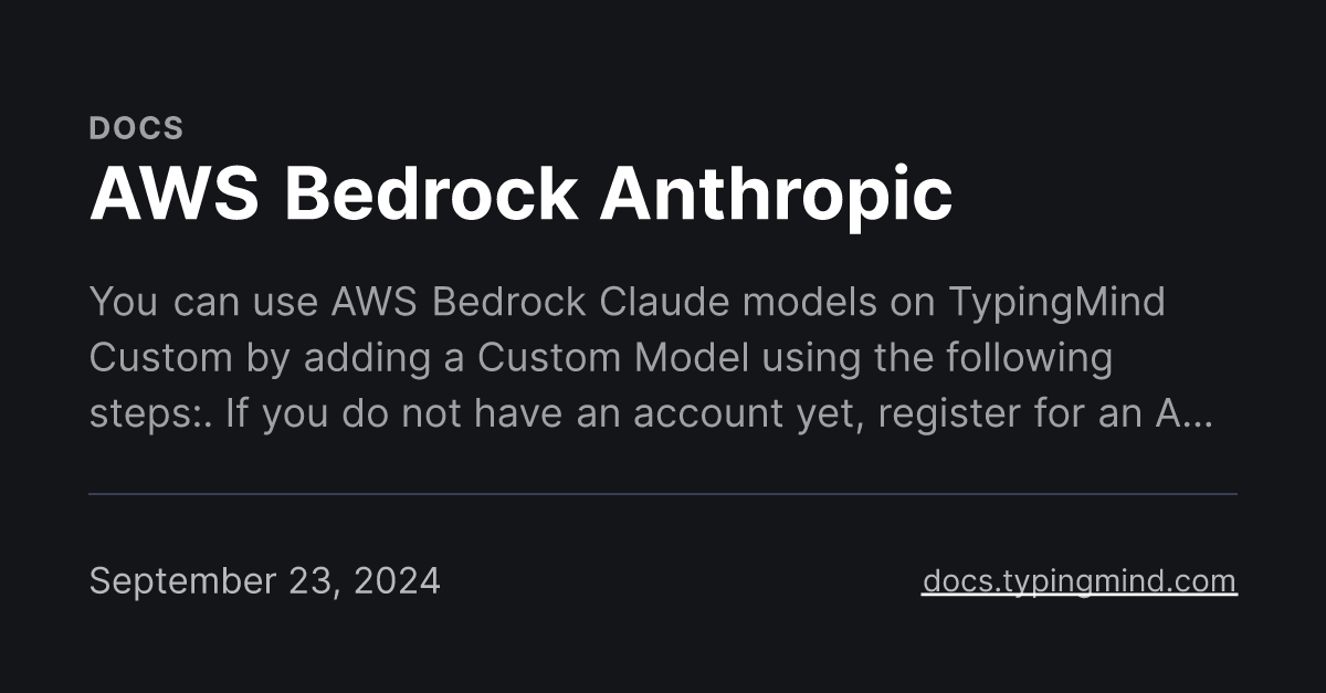 AWS Bedrock Anthropic