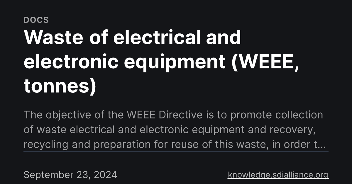 Waste of electrical and electronic equipment (WEEE, tonnes)