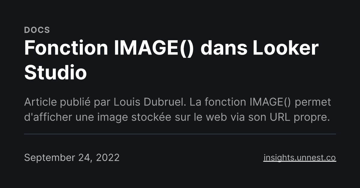 Fonction IMAGE() dans Looker Studio