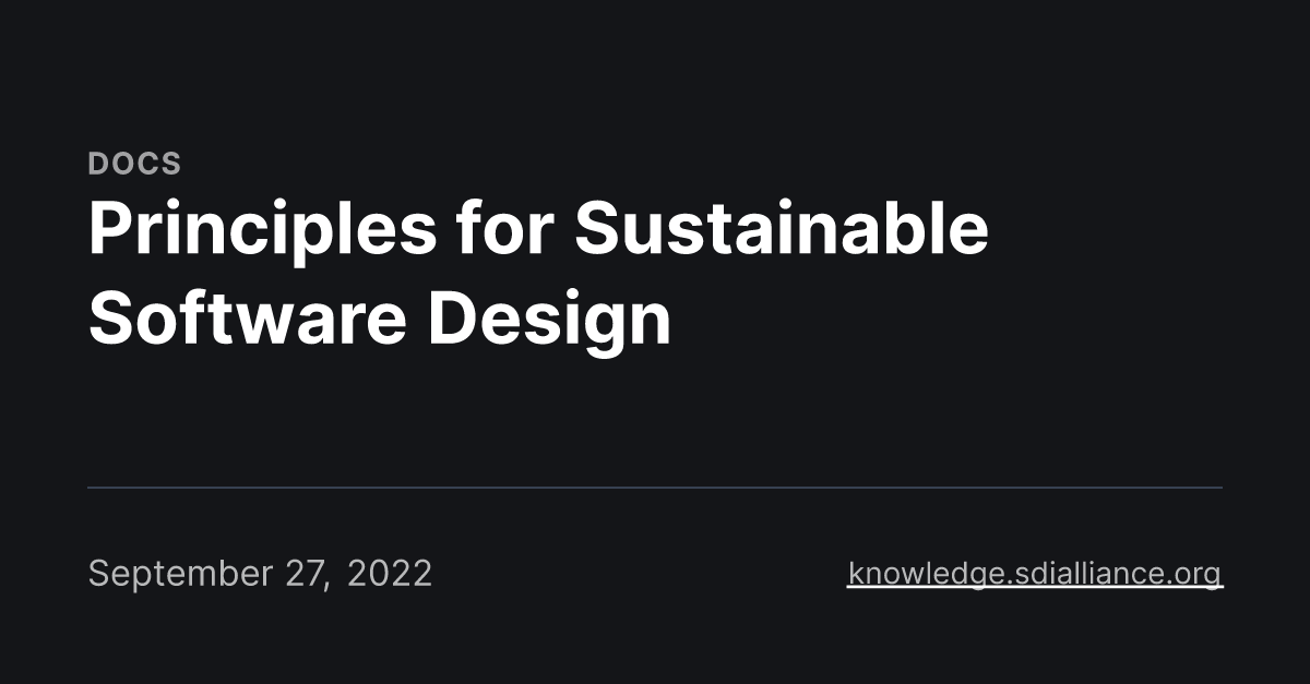 Principles for Sustainable Software Design