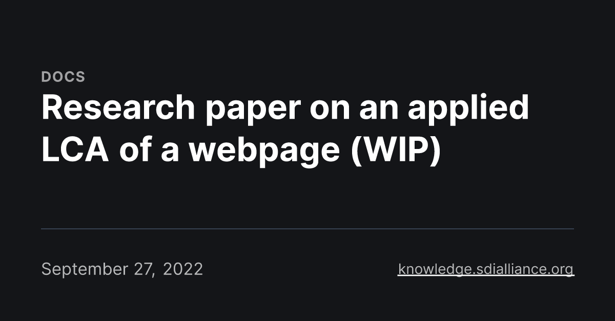 Research paper on an applied LCA of a webpage (WIP)