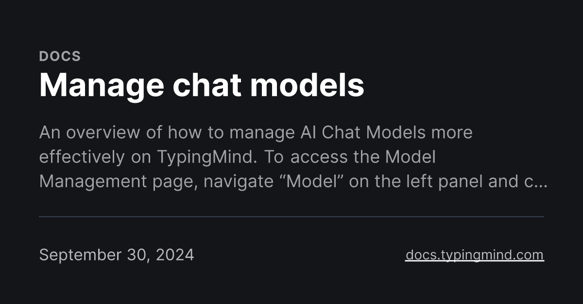 Manage chat models