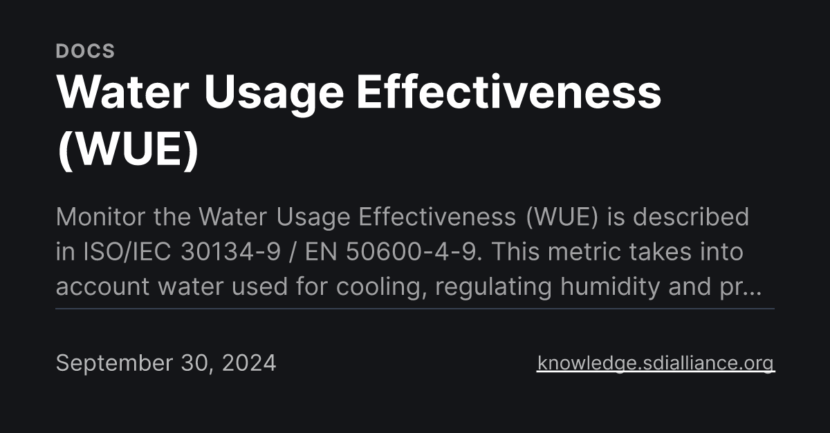 Water Usage Effectiveness (WUE)