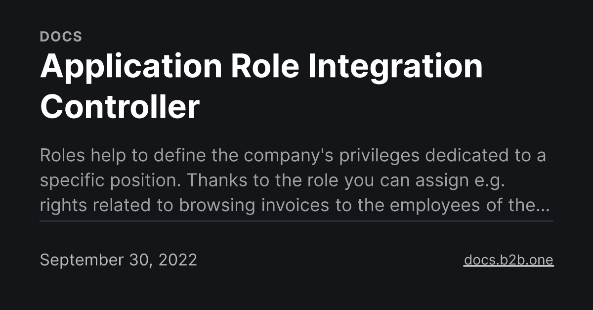 Application Role Integration Controller