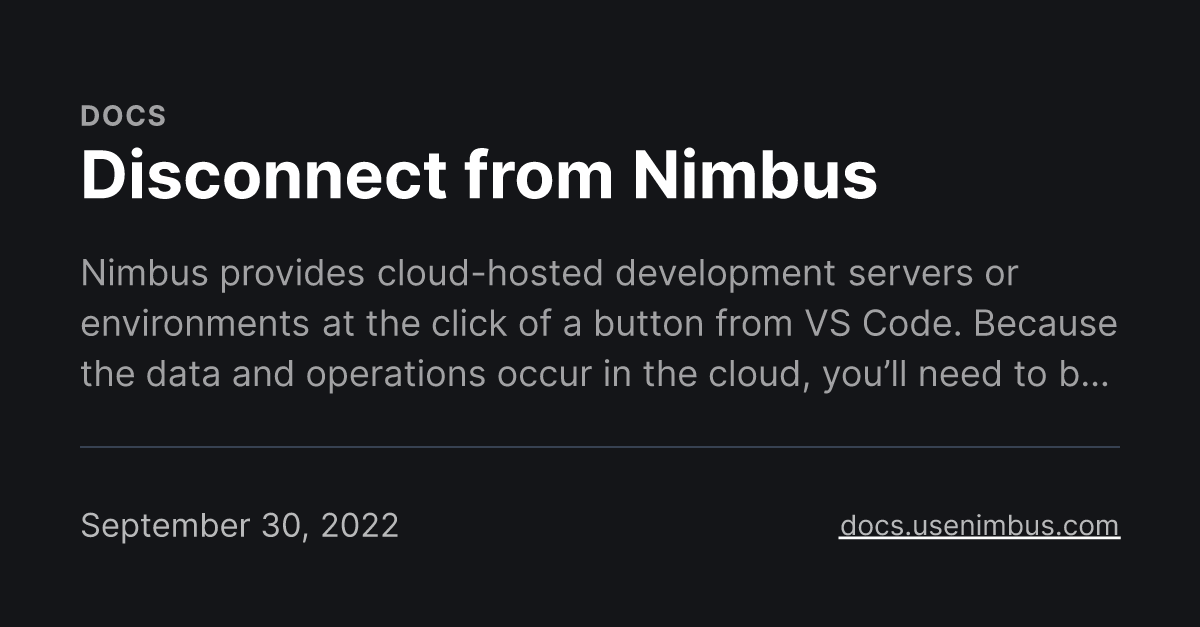 Disconnect from Nimbus