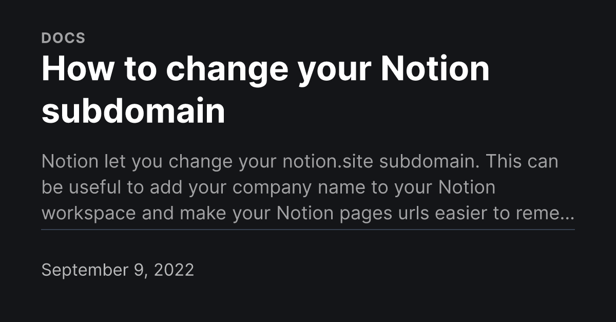 How to change your Notion subdomain