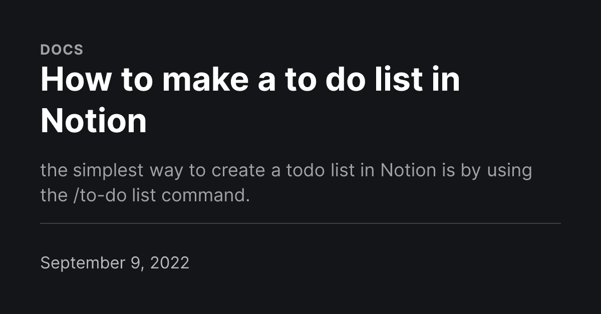 How to make a to do list in Notion